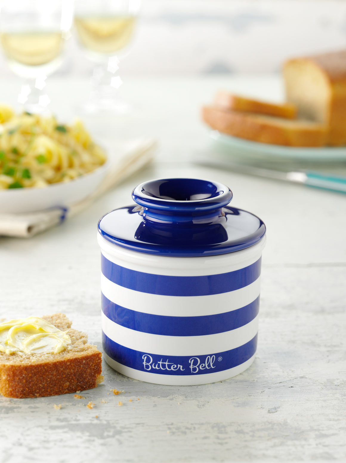 Cobalt Blue Striped Butter Bell Crock – Official Butter Bell® Store